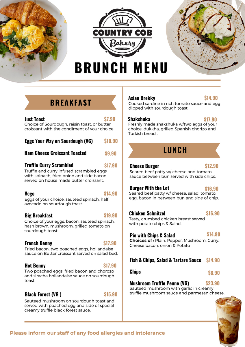 Brunch Menu – Country Cob Bakery